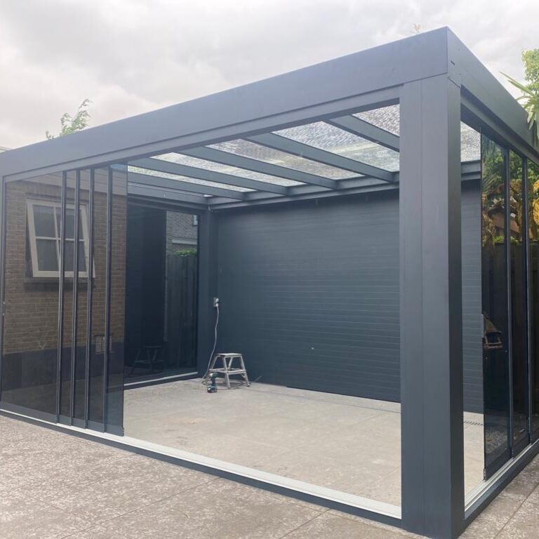 Aluminium overkapping met glas | Pre Wood Outdoor